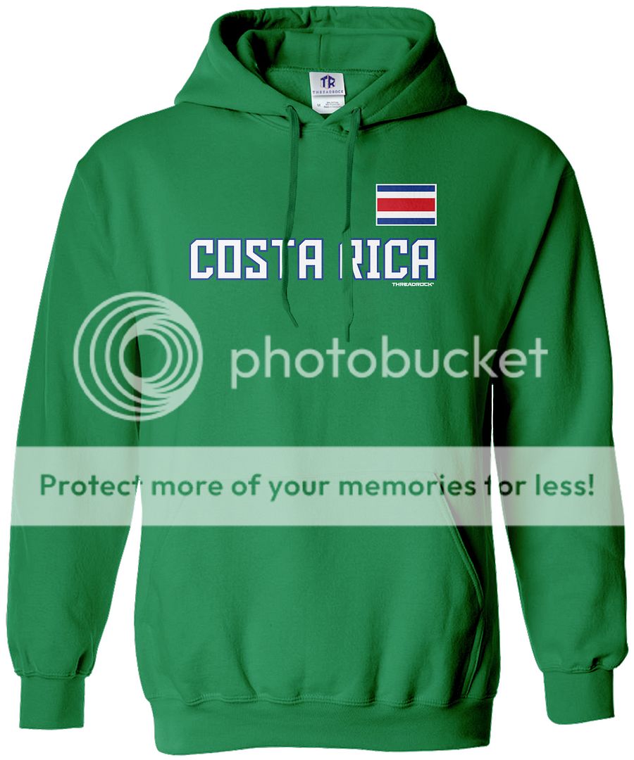 Threadrock Men's Costa Rica National Team Hoodie Sweatshirt Flag Pride ...