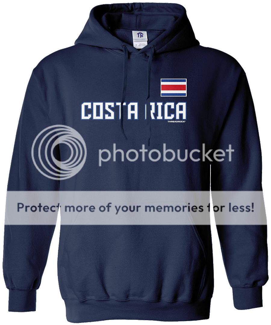 Threadrock Men's Costa Rica National Team Hoodie Sweatshirt Flag Pride ...