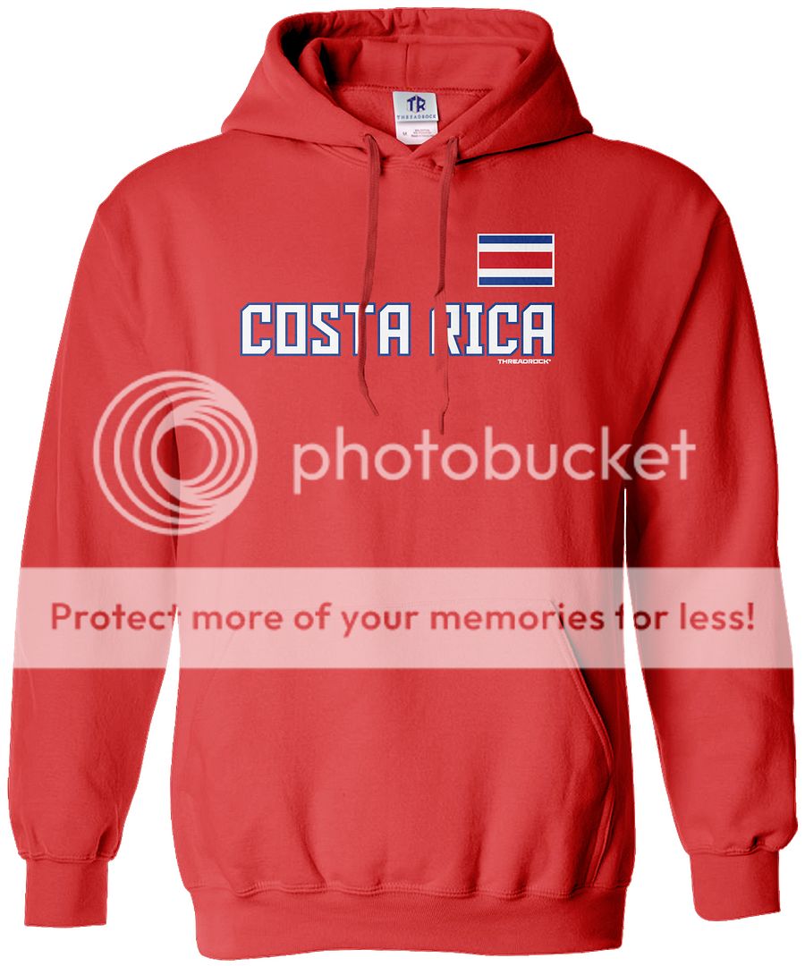 Threadrock Men's Costa Rica National Team Hoodie Sweatshirt Flag Pride ...