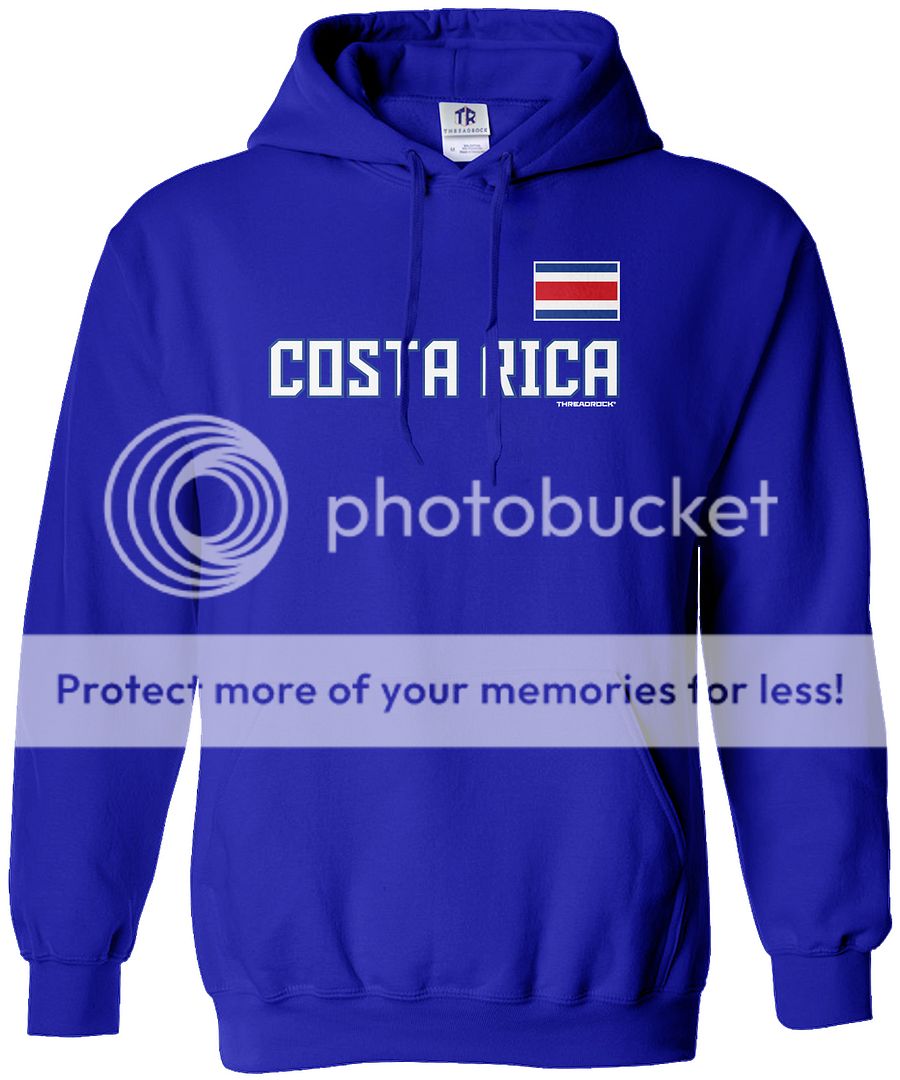 Threadrock Men's Costa Rica National Team Hoodie Sweatshirt Flag Pride ...