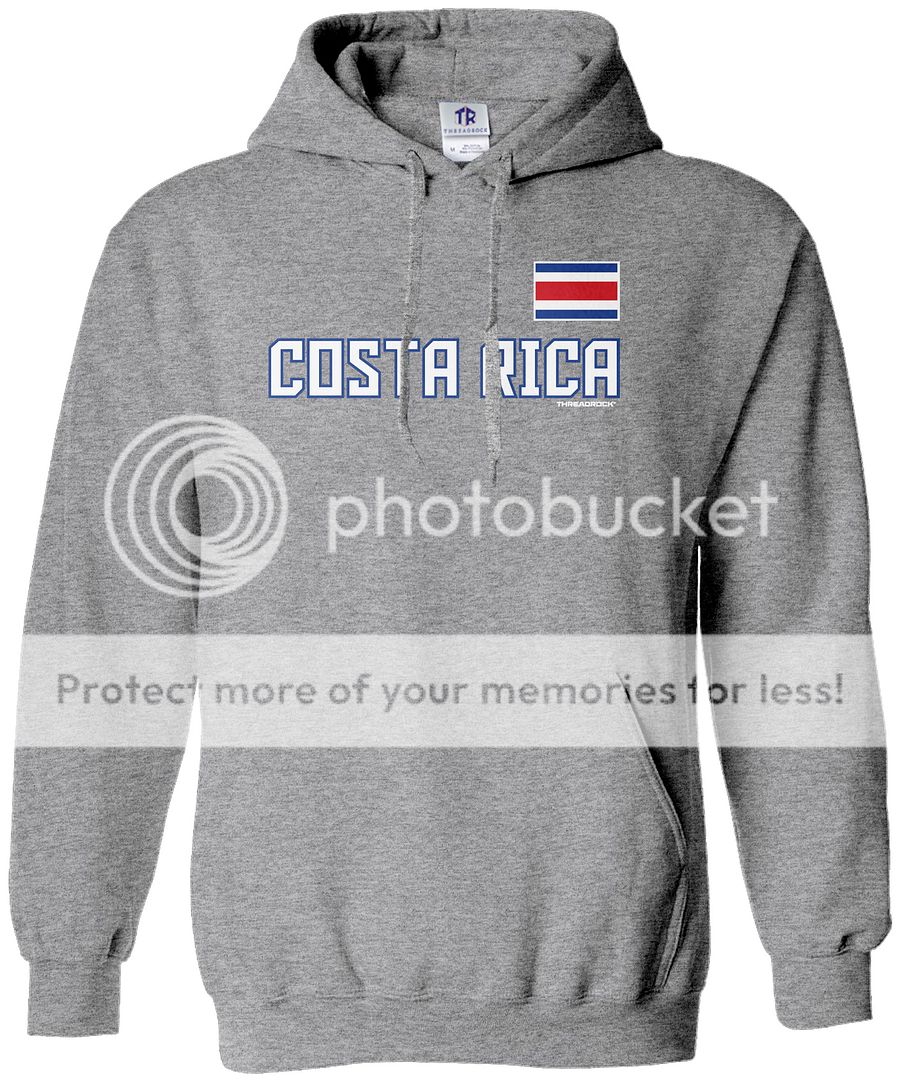 Threadrock Men's Costa Rica National Team Hoodie Sweatshirt Flag Pride ...