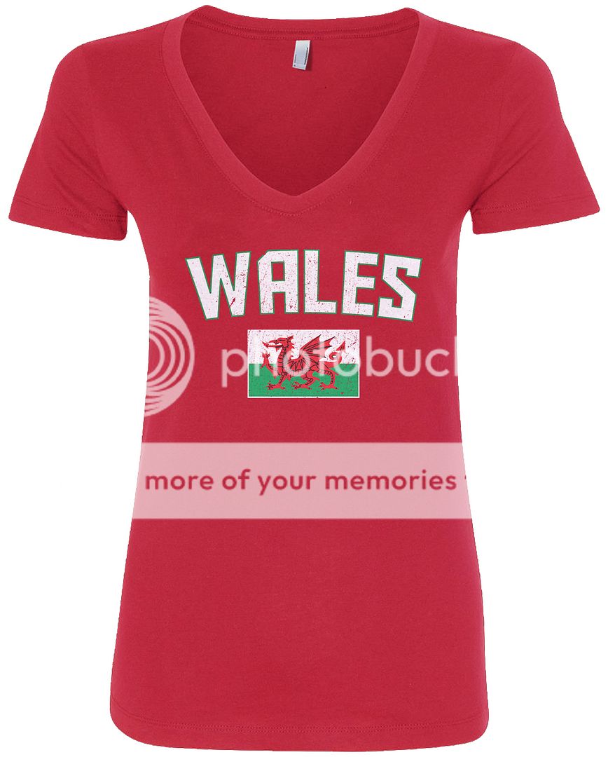 Threadrock Women's Wales Flag V-neck T-shirt United Kingdom Welsh ...
